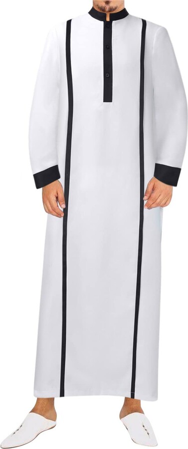 COOFANIN White Thobe for Men with No Calorislam Men Cotton Shirts ...