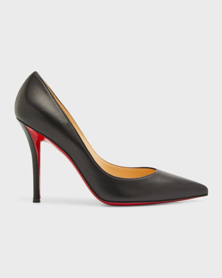 Christian Louboutin Apostrophy Leather Pointed Red-Sole Pumps - ShopStyle