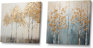 Latitude Run Minimalism Golden Trees Tranquility - Trees Square Collage ...