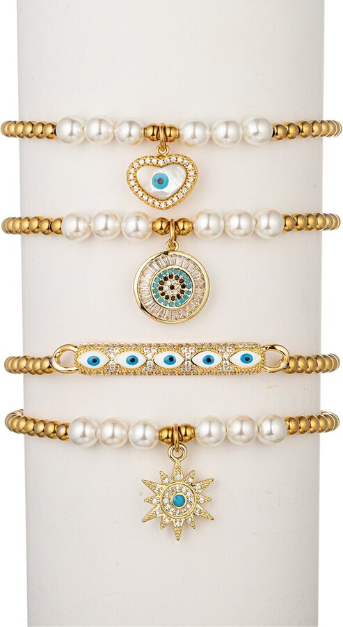 Eye Candy La Cz Jaden 4 Piece Beaded Charm Bracelet Set - ShopStyle