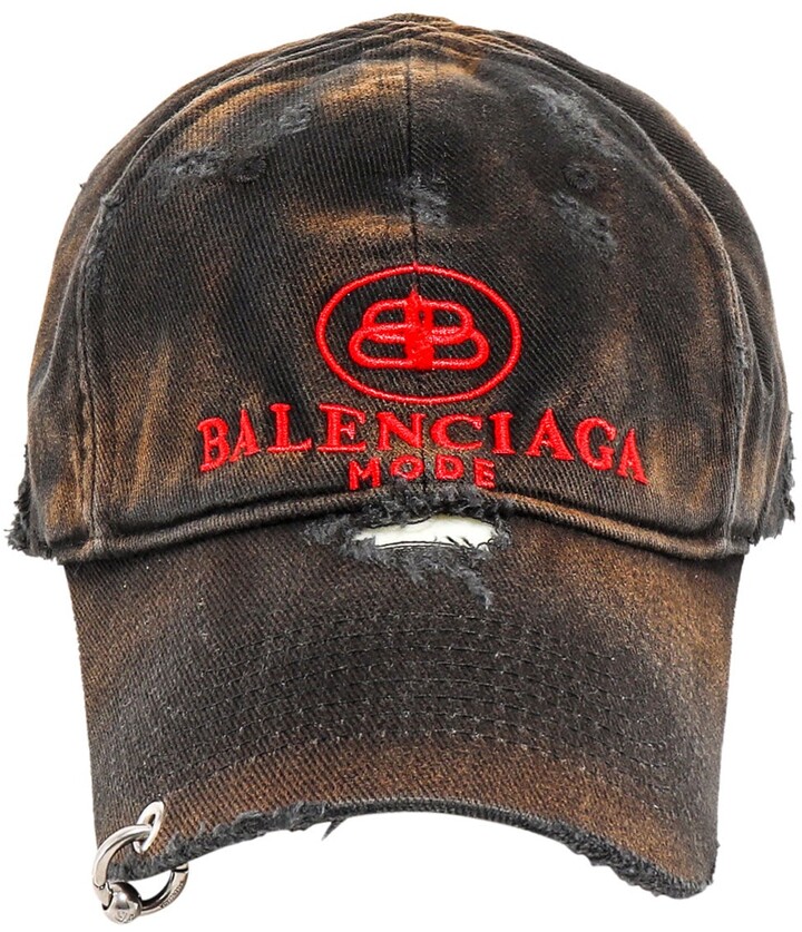Balenciaga BB Mode Destroyed Piercing Baseball Cap - ShopStyle Hats