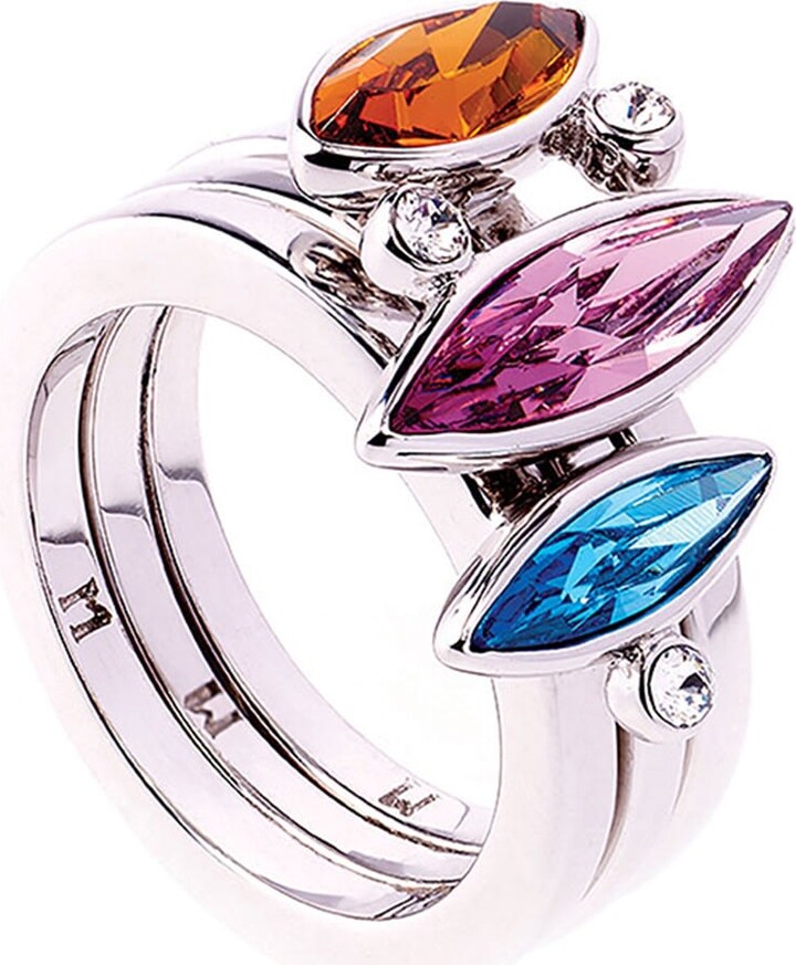 Simon Harrison Women's Blue Aquarius Ombre Crystal Stacking Rings Set ...