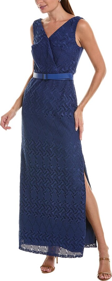 Kay Unger Hendrix Lace Column Gown - ShopStyle Evening Dresses