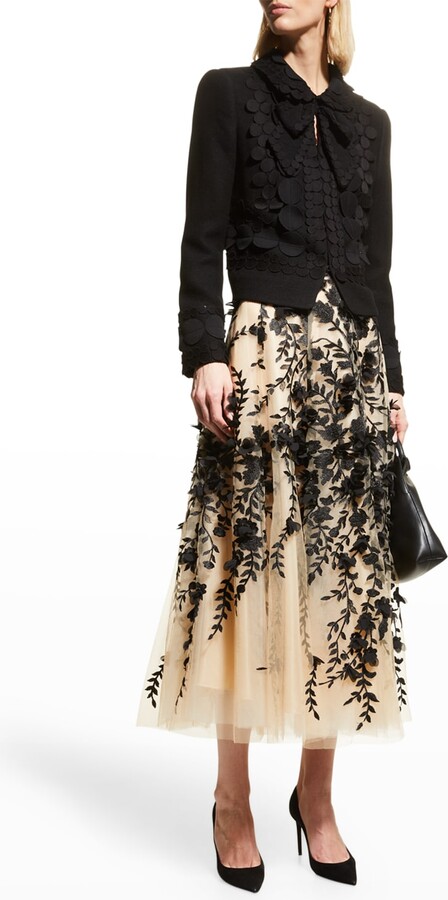 Maison Common Bow-Front Birdseye Tweed Dot Applique Jacket - ShopStyle