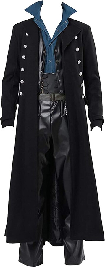 HUYTERTDR Men's Medieval Vintage Trench Coat Steampunk Gothic ...