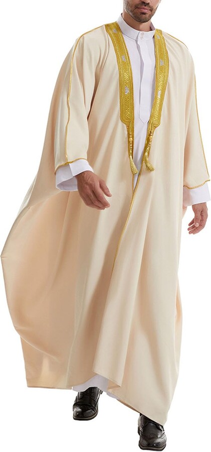 Generic Mens Open Front Muslim Kaftan Robe Islamic Long Sleeve ...