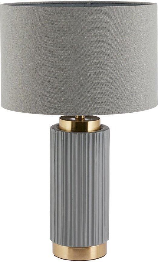 Ruma Ceramic Ridged Black and Gold Metal Linen Shade Table Lamp - ShopStyle