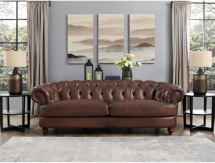 Hydeline Usa Hydeline Newport Top Grain Chesterfield Leather Sofa With