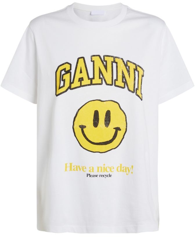 Ganni Smiley Face Logo T-Shirt - ShopStyle