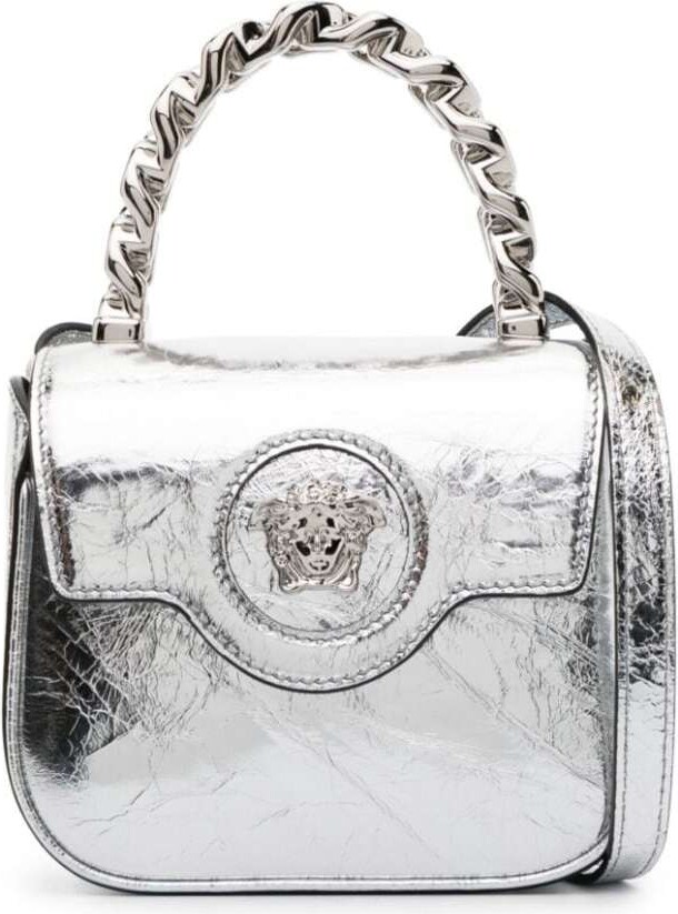 Versace Mini Silver-colored Handbag With Medusa Head Detail In ...