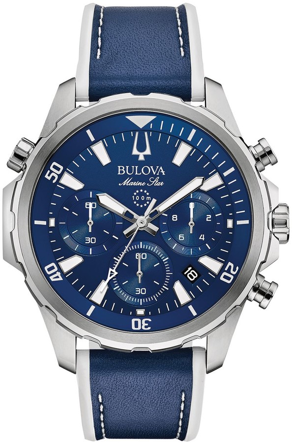 Bulova Men's Marine Star Leather Chronograph Watch - 96B287 - ShopStyle