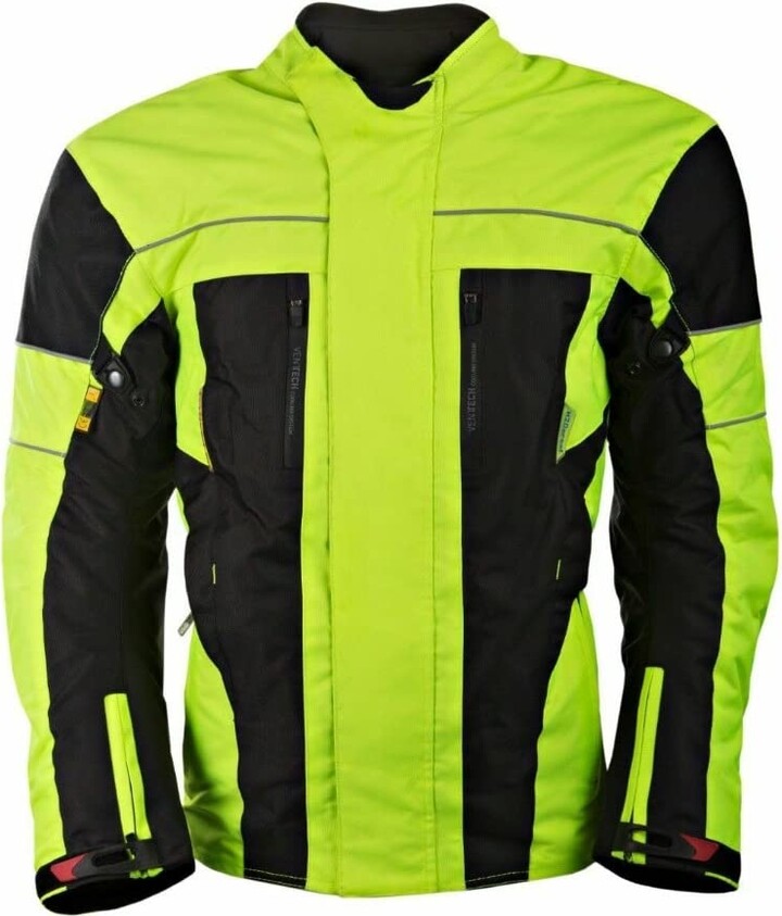 Xtron Bikewear Motorbike Jacket Hi Vis Black Waterproof Motorcycle ...