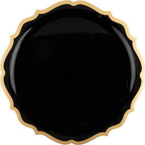 Ecoquality 7.5 Inch Round Black Plastic Plates With Gold Rim Modern ...