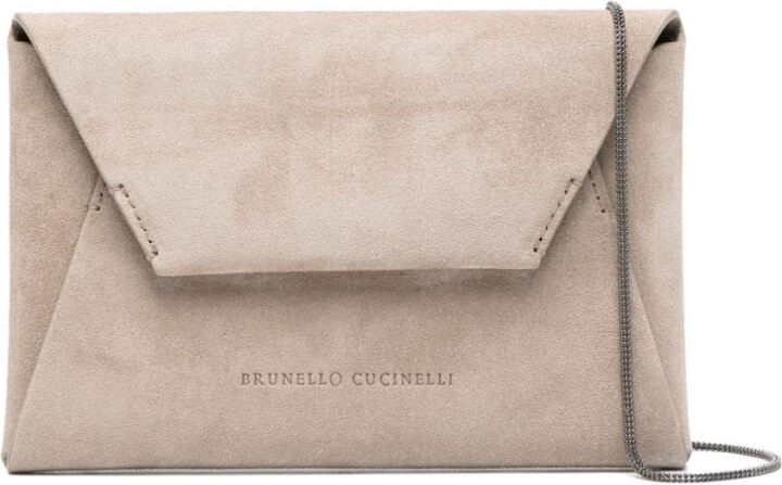 Brunello Cucinelli Envelope-Design Suede Crossbody Bag - ShopStyle