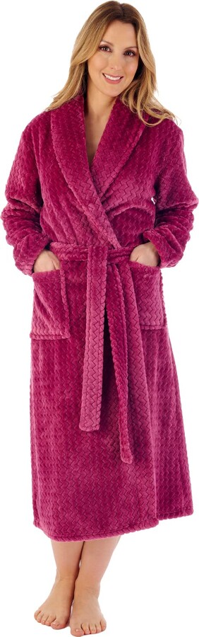 Slenderella HC02318-RB Women's Raspberry Wrapped Dressing Gown Medium ...