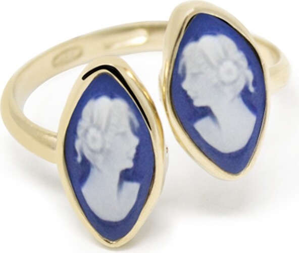 Vintouch Italy - Mariana Gold-Plated Blue Cameo Ring - ShopStyle