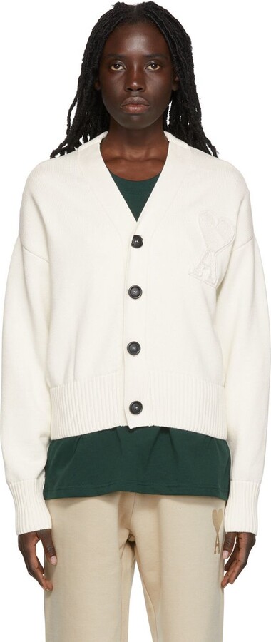 AMI Paris SSENSE Exclusive White Ami De Cœur Cardigan - ShopStyle