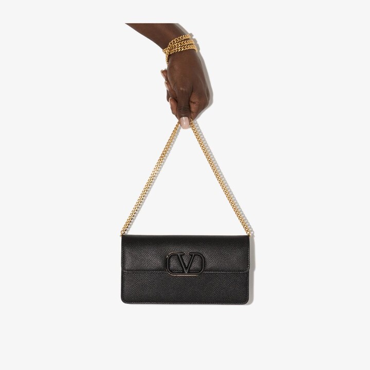 Valentino Garavani Black VLogo Signature Leather Chain Wallet - ShopStyle