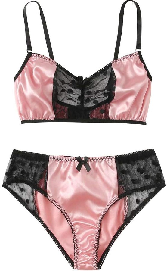 LULUD Women's Satin Lace Lingerie Erotic Outfits Attractive Bra and ...