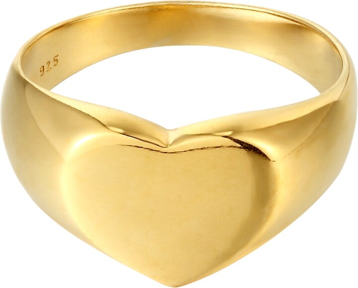Seol + Gold Women's 22Ct Gold Vermeil Chunky Heart Signet Ring - ShopStyle
