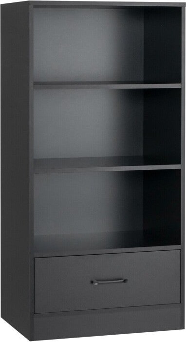 48 Inch Tall 4 Tiers Wood Bookcase with Drawer - 24" x 15" x 48 ...