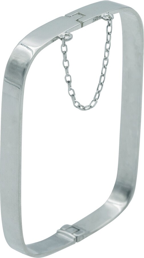 Edge Only Women's Hinged Rectangular Bangle In Sterling Silver With Safety Chain - ShopStyle ...