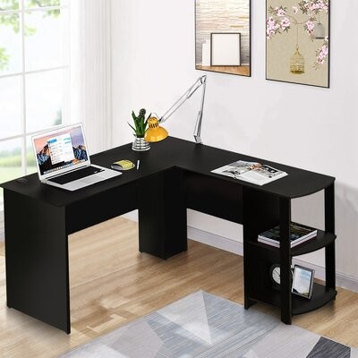 Inbox Zero Home Office Corner Desk Computer Table Steel Wood Study ...