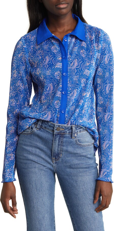 CONEY ISLAND PICNIC Ali New Dimension Plissé Pleat Button-Up Shirt ...