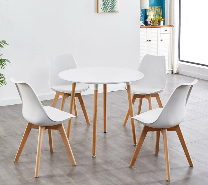 KOSY KOALA Round Kitchen Dining Table Set And 4 Tulip Chairs, Wood ...