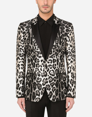 Dolce & Gabbana Leopard-print jacquard Martini-fit tuxedo jacket ...
