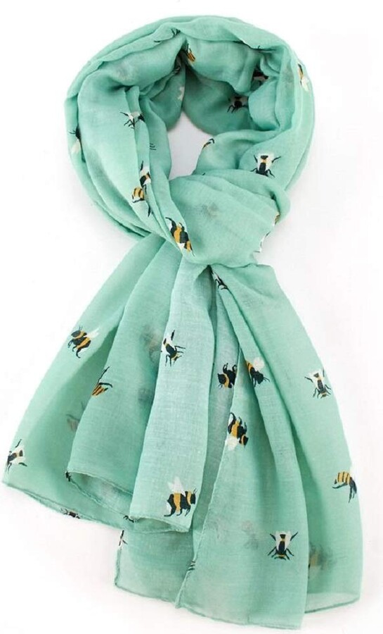 LilyRosa® Bee Scarf Bumble Bees Pattern Design Print Grey Navy ...