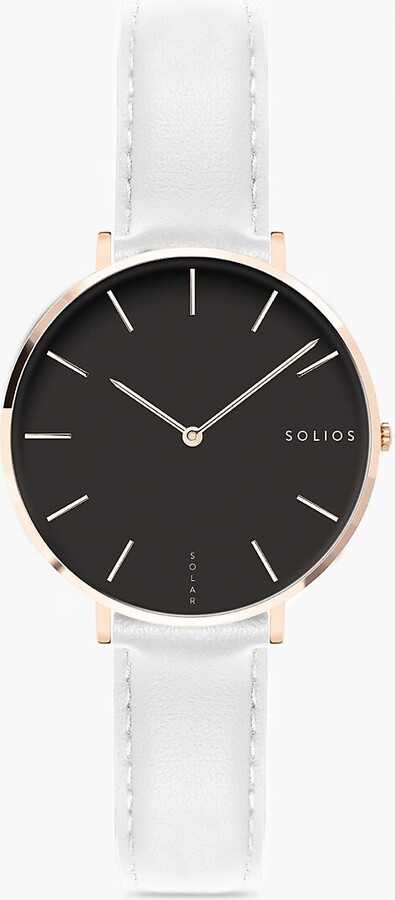 Madewell Solios Watches The Mini Solar Black - Eco Vegan Leather & Rose ...