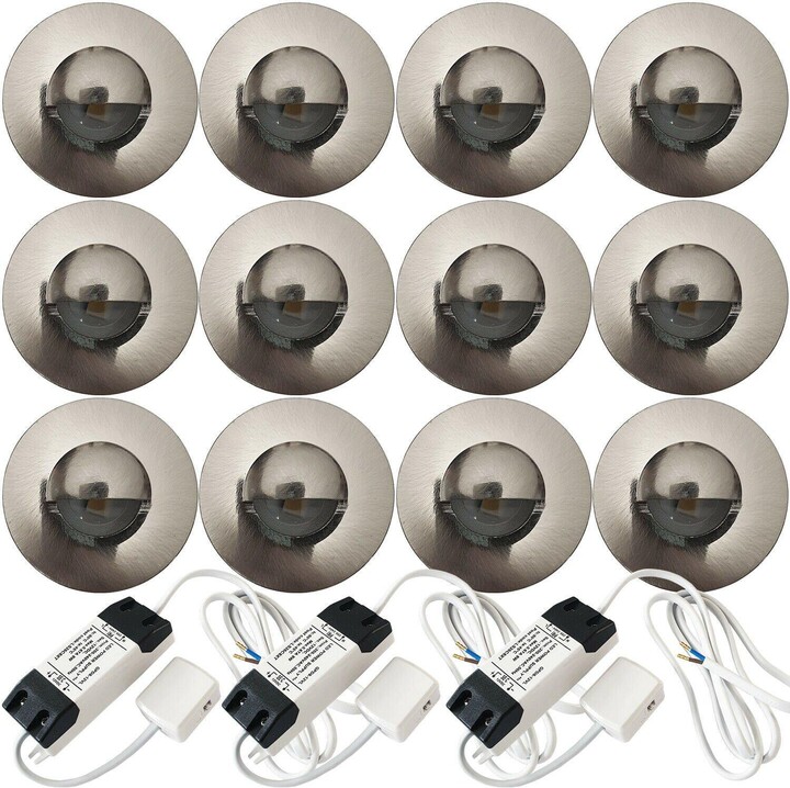 Loops Eyelid LED Plinth Light Kit 12x Round Spotlight Kitchen Bathroom ...