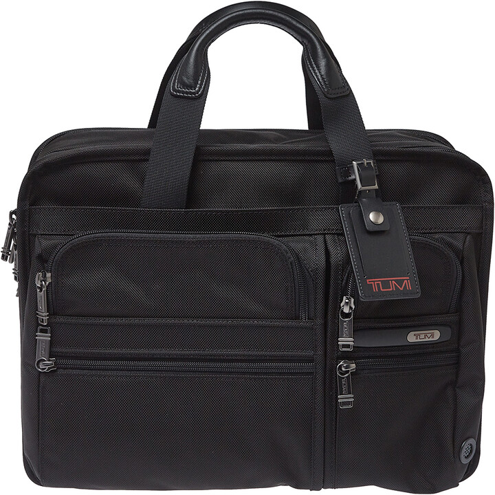Tumi Black Nylon and Leather DFO Expandable Organizer Laptop Briefcase ...