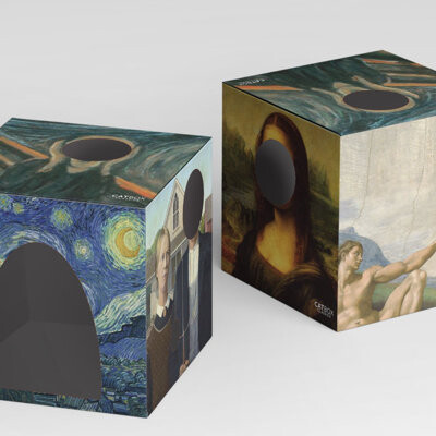 Cat Box Classics Furry Masterpieces Cardboard Cat House with Scratcher ...