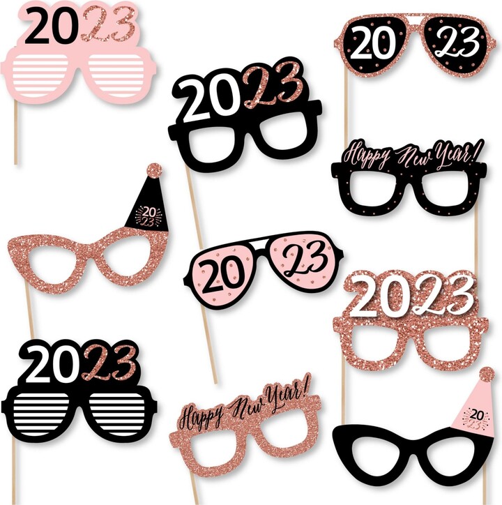 Big Dot Of Happiness Rose Gold Happy New Year Glasses - Paper 2023 ...