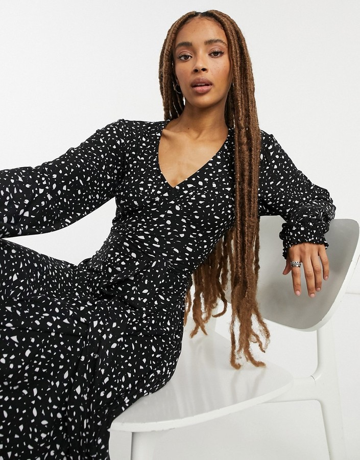 Qed London soft touch mini skater dress in black and white spot - ShopStyle