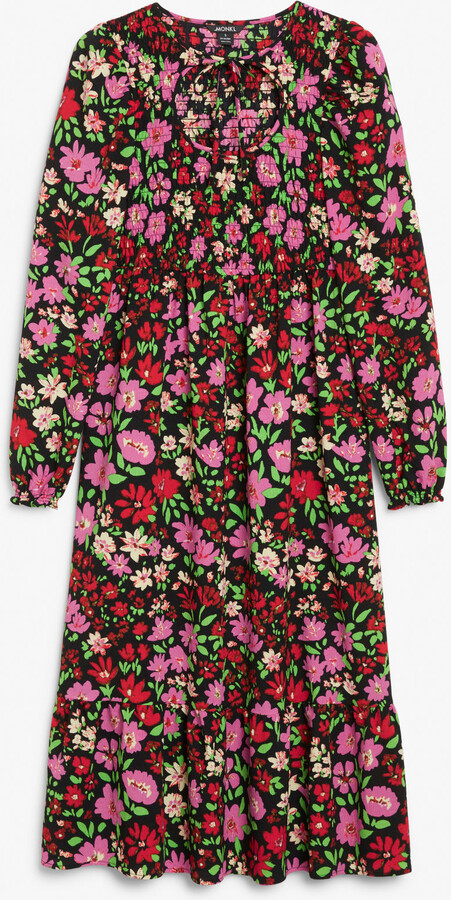 Monki Smocked puff sleeve midi dress - ShopStyle