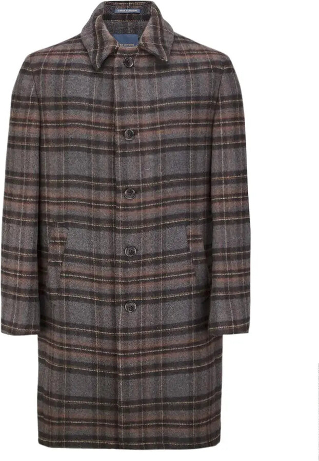 Guide London Checked Wool Blend Overcoat - Charcoal - ShopStyle ...