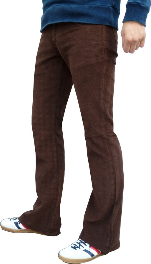 Fuzzdandy Mens Brown Bootcut Flared Cords 30 32 34 36 38 (38 Waist 34 ...