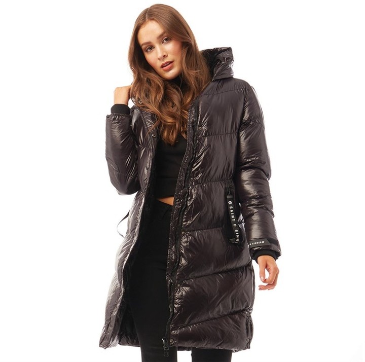 SAINT AND SINNER Womens Rockefeller Longline Quilted Puffer Jacket ...
