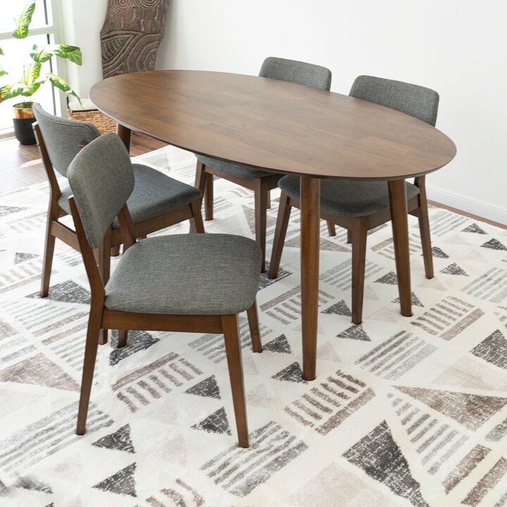 Ashcroft Kirk Modern Solid Wood Walnut Dining Table and 4 Chairs Set ...