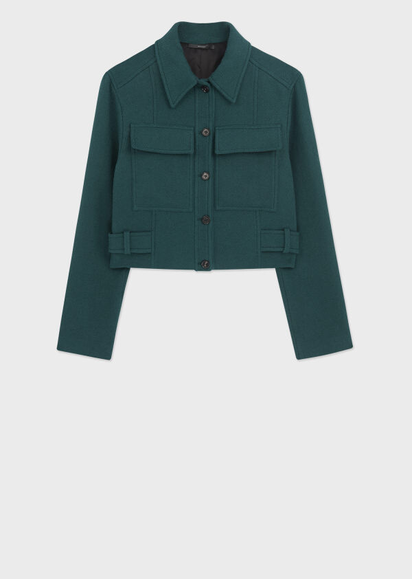 Paul Smith Emerald Green Boucle Cropped Jacket - ShopStyle