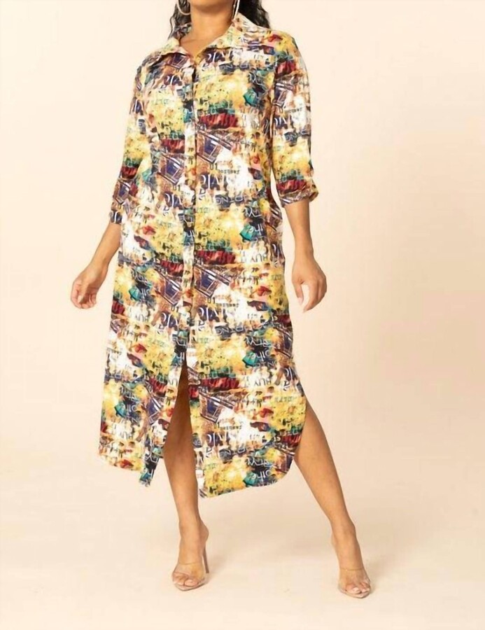 Karen T Design Timeless Sandra Button Down Dress In Multi - ShopStyle