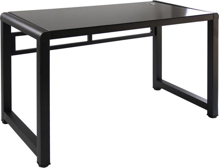 HELLO LAURA Black Tempered Glass Computer Desk for Home Office ...