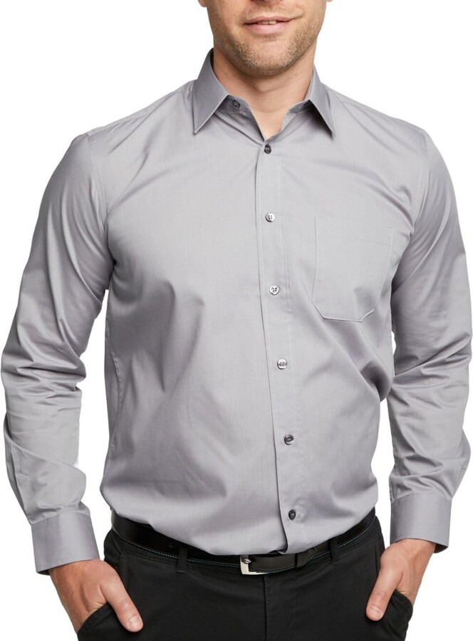 Double Two Men's Shirts Long Sleeve Smart Casual Regular Fit Wedding ...