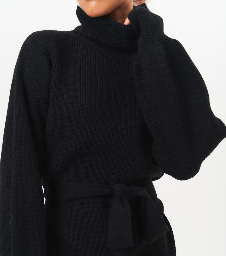 Gini London Black Chunky Knit Jumper Dress - ShopStyle