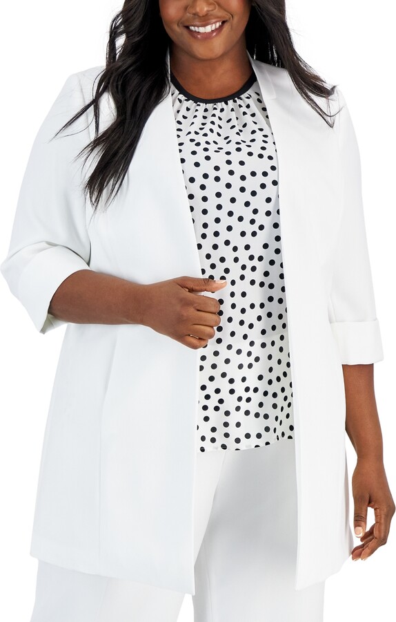 Kasper Plus Size Stretch Crepe Topper Jacket - ShopStyle