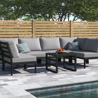 Sand & Stable Alyssa Outdoor 7 Piece Sectional Seating Group with ...