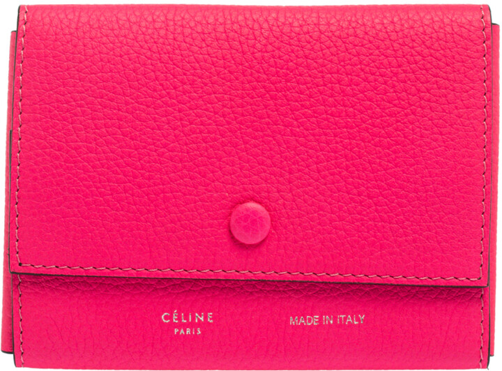 Celine Neon Pink Grained Leather Snap Flap Pouch - ShopStyle Makeup ...